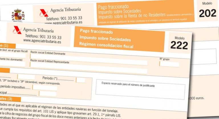 MODELO 222. PAGO FRACCIONADO DEL IMPUESTO SOBRE SOCIEDADES EN RÉGIMEN ...